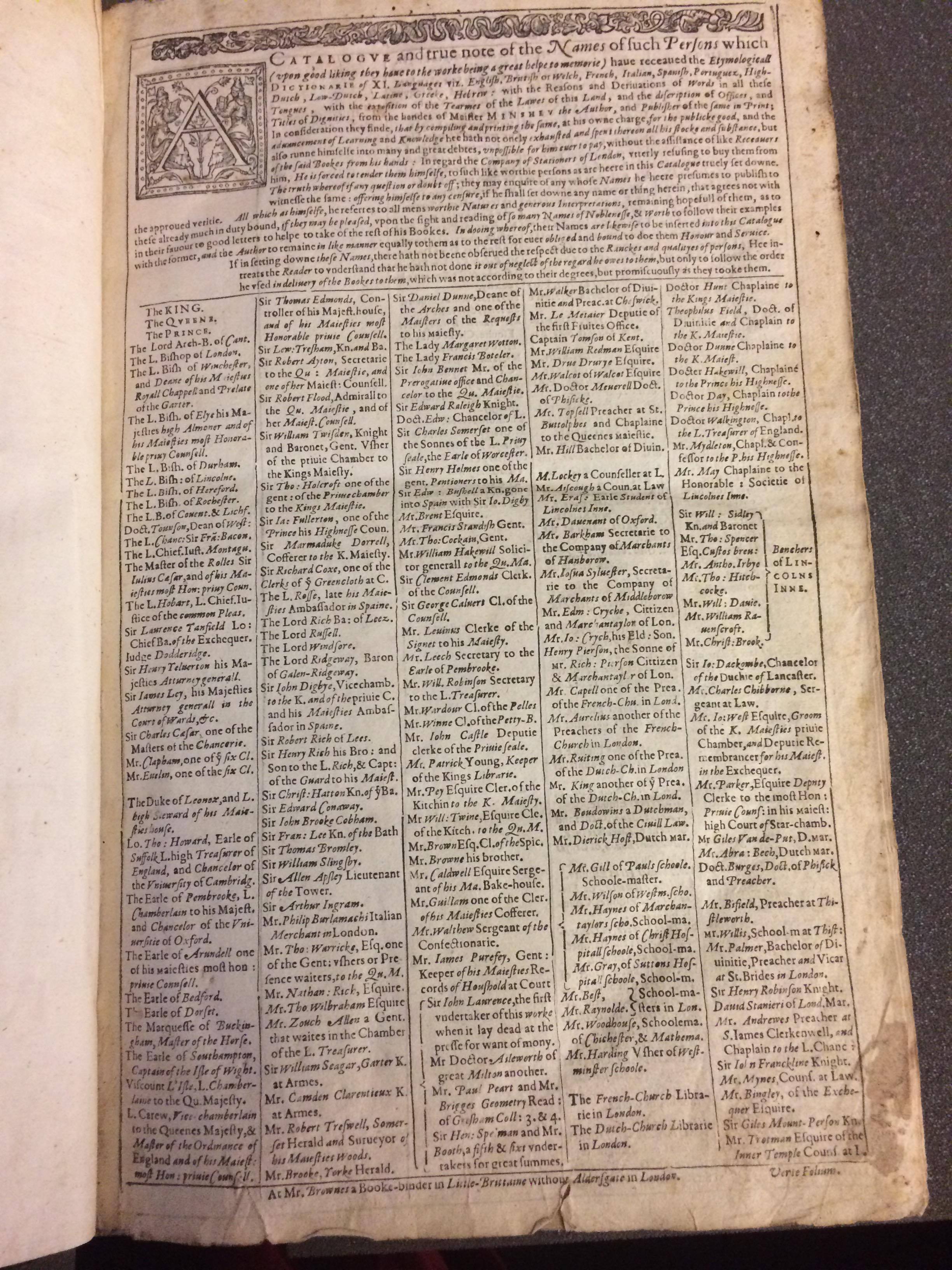 A world of words: 17th and 18th Century dictionaries – St John's ...